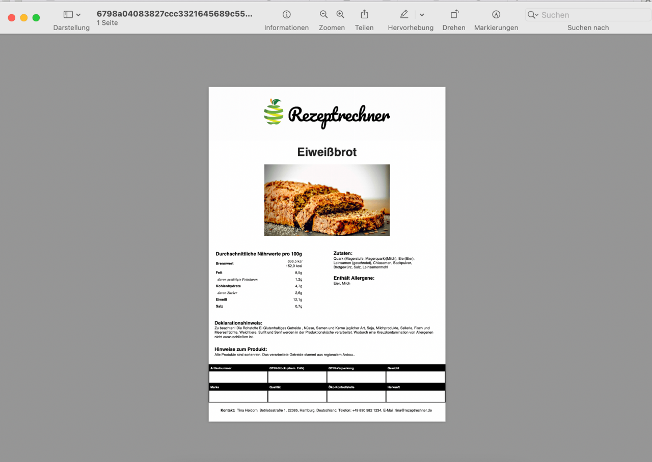 Rezeptbuch Vorlage erstellen (PDF)