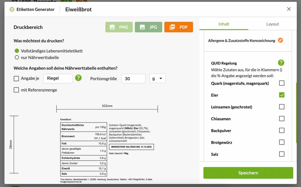 QUID Verordnung & Leitfaden | Lebensmittel