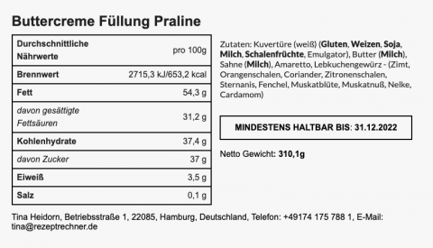 Zutatenliste gemäß LMIV erstellen