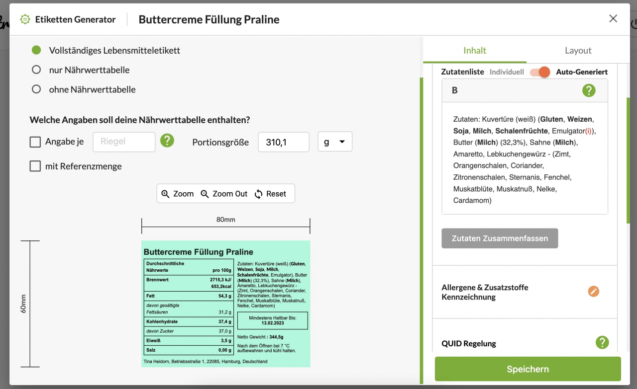 Butter Allergenkennzeichnung