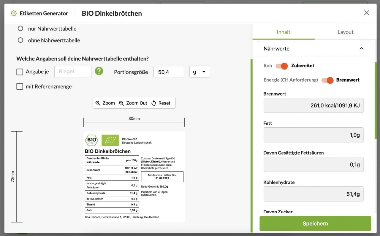 BLS Nährwerte | für LMIV Kennzeichnung