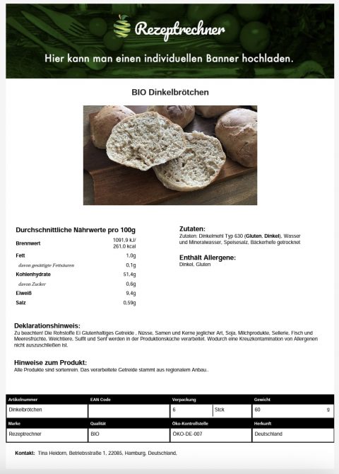 Kochrezept Vorlage als PDF ausdrucken