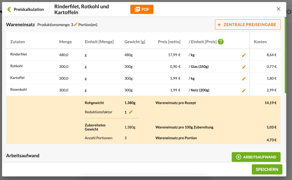 Speiseplan für Kantine als PDF erstellen - So geht's: